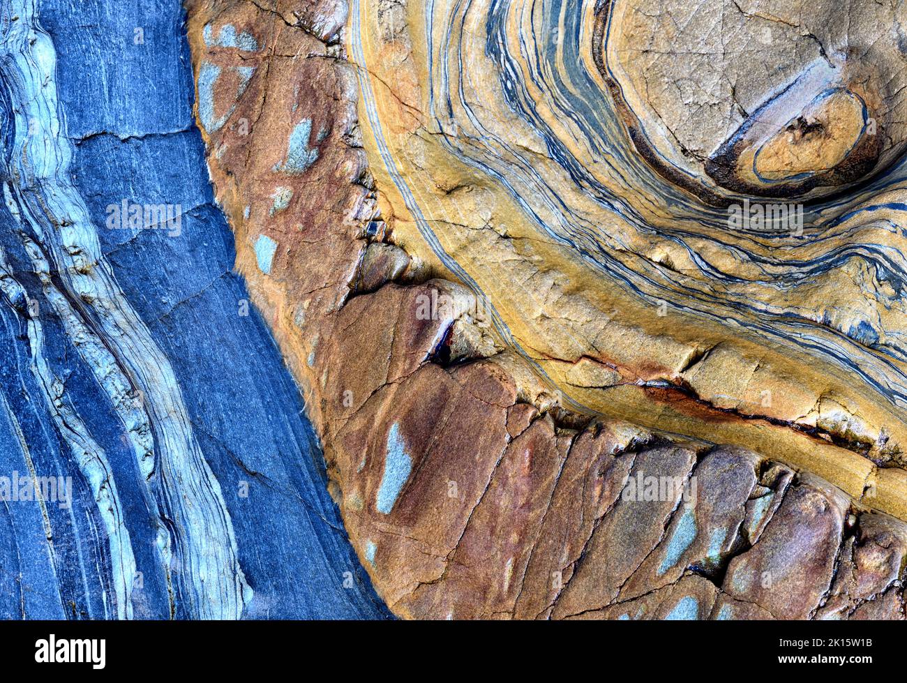 Textured background of smooth blue metamorphic stone with wavy abstract ...