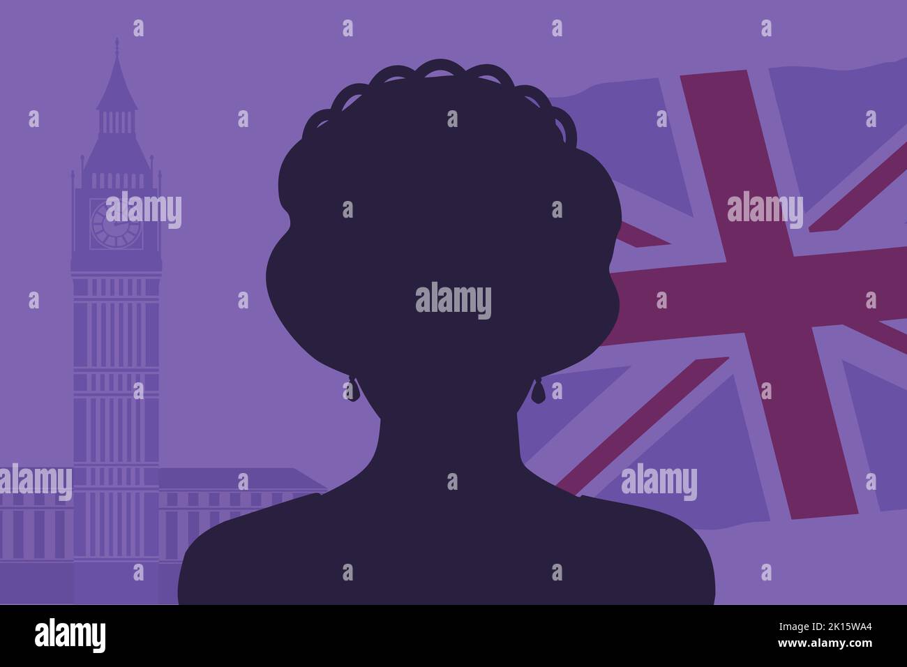 UK, London, 08.09.2022: silhouette of Queen Elizabeth. Death of the ...