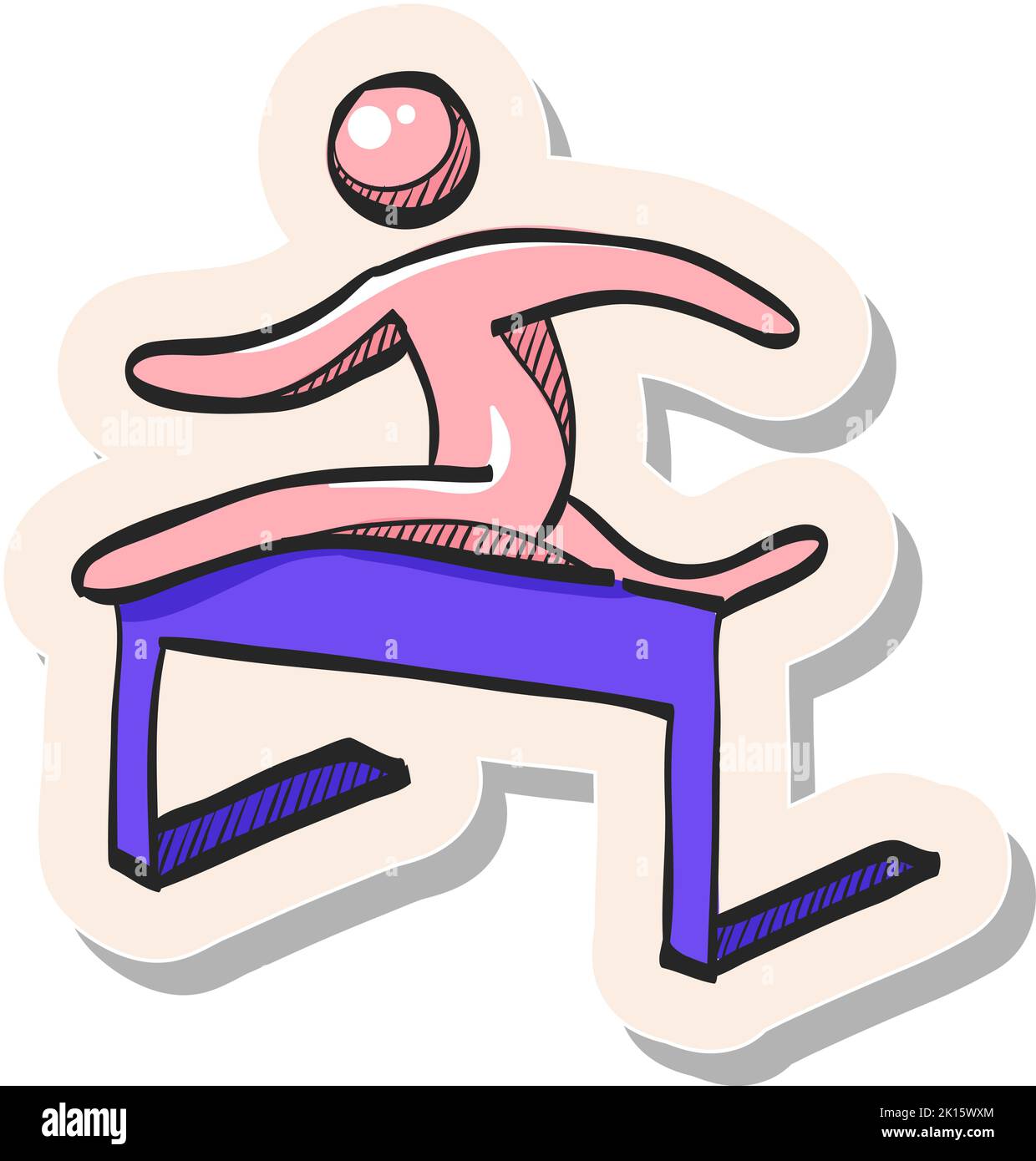 Hand drawn Hurdle run icon in sticker style vector illustration Stock ...