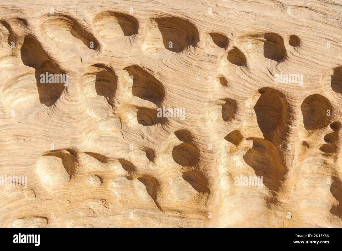 Closeup uneven of sandstone surface of Little Wild Horse Canyon in Utah ...
