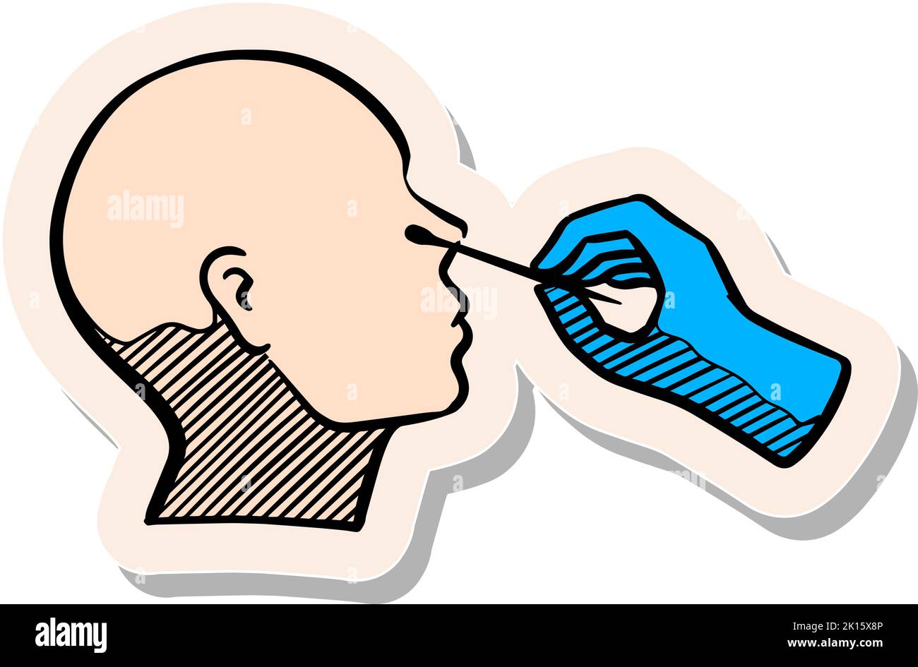 Hand drawn swab test in sticker style vector illustration Stock Vector ...