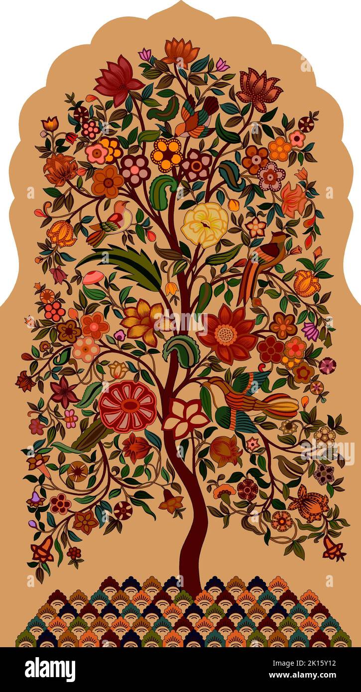 Hand embroidery tree design hi-res stock photography and images - Alamy
