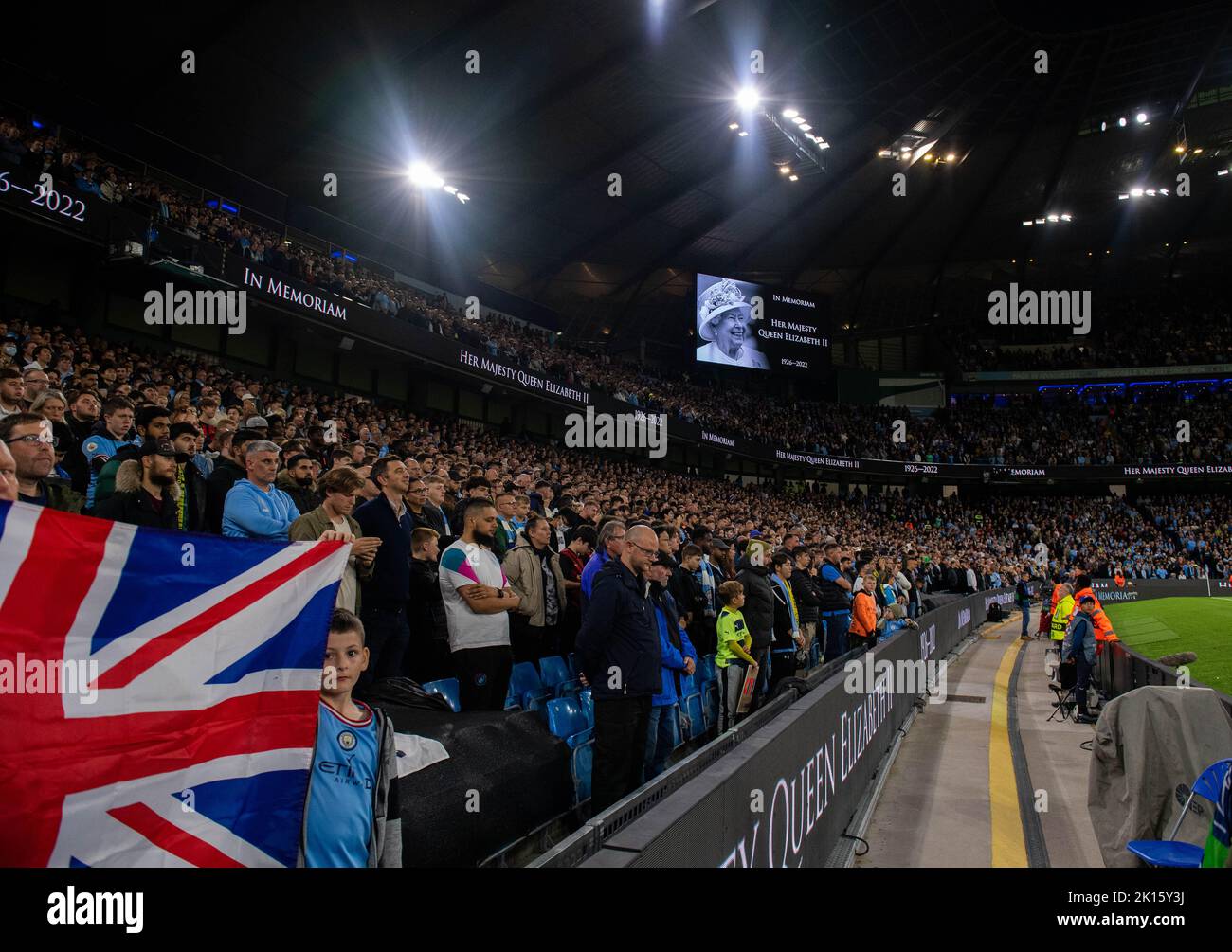MANCHESTER, ENGLAND - SEPTEMBER 14: :A message in in honor of Queen ...