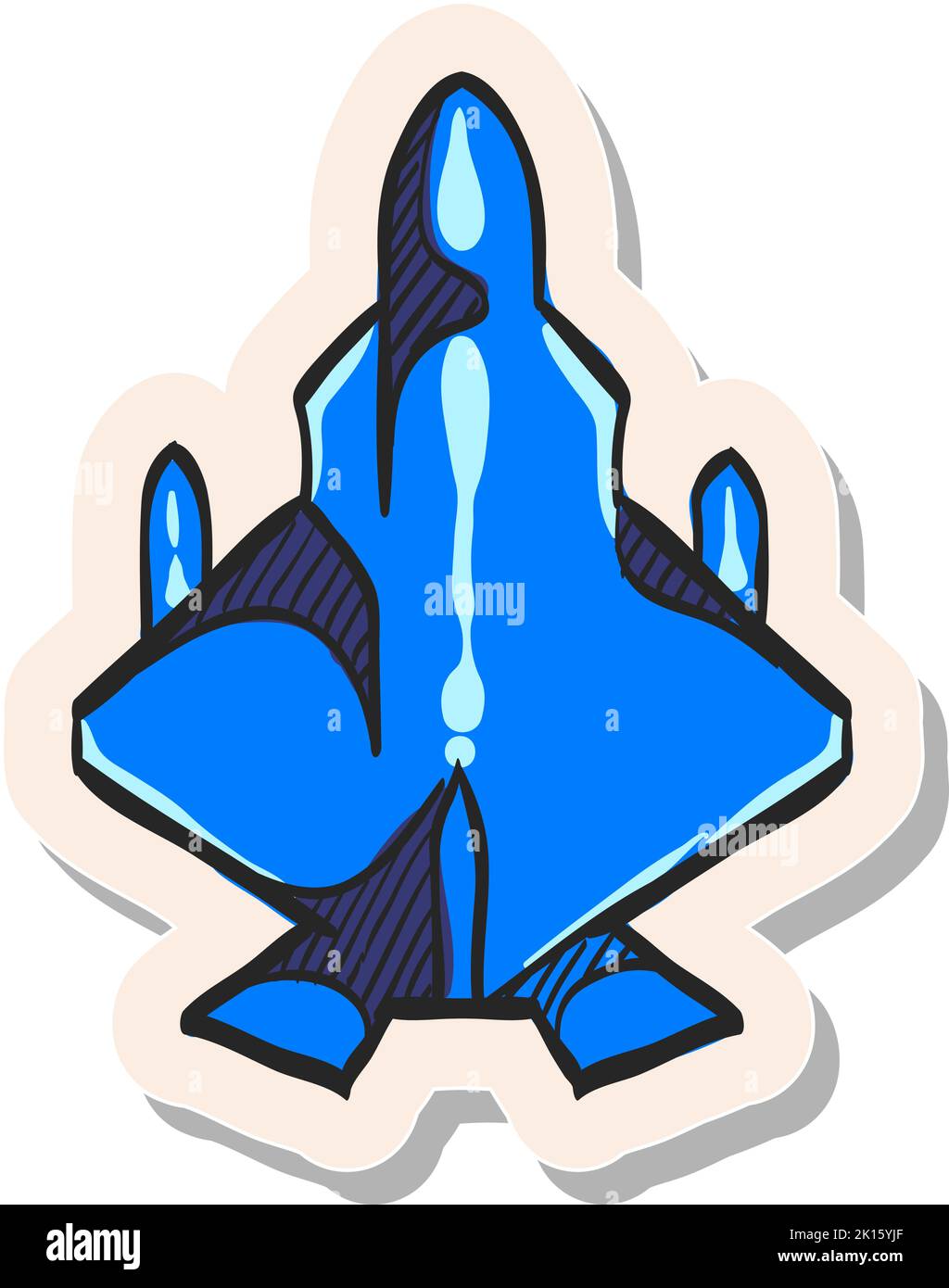 Hand drawn Fighter jet icon in sticker style vector illustration Stock ...