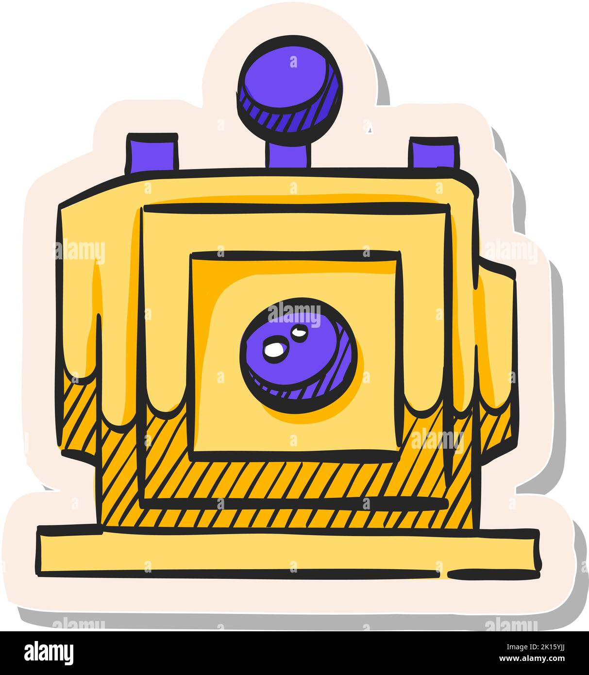 Hand drawn Large format camera icon in sticker style vector ...