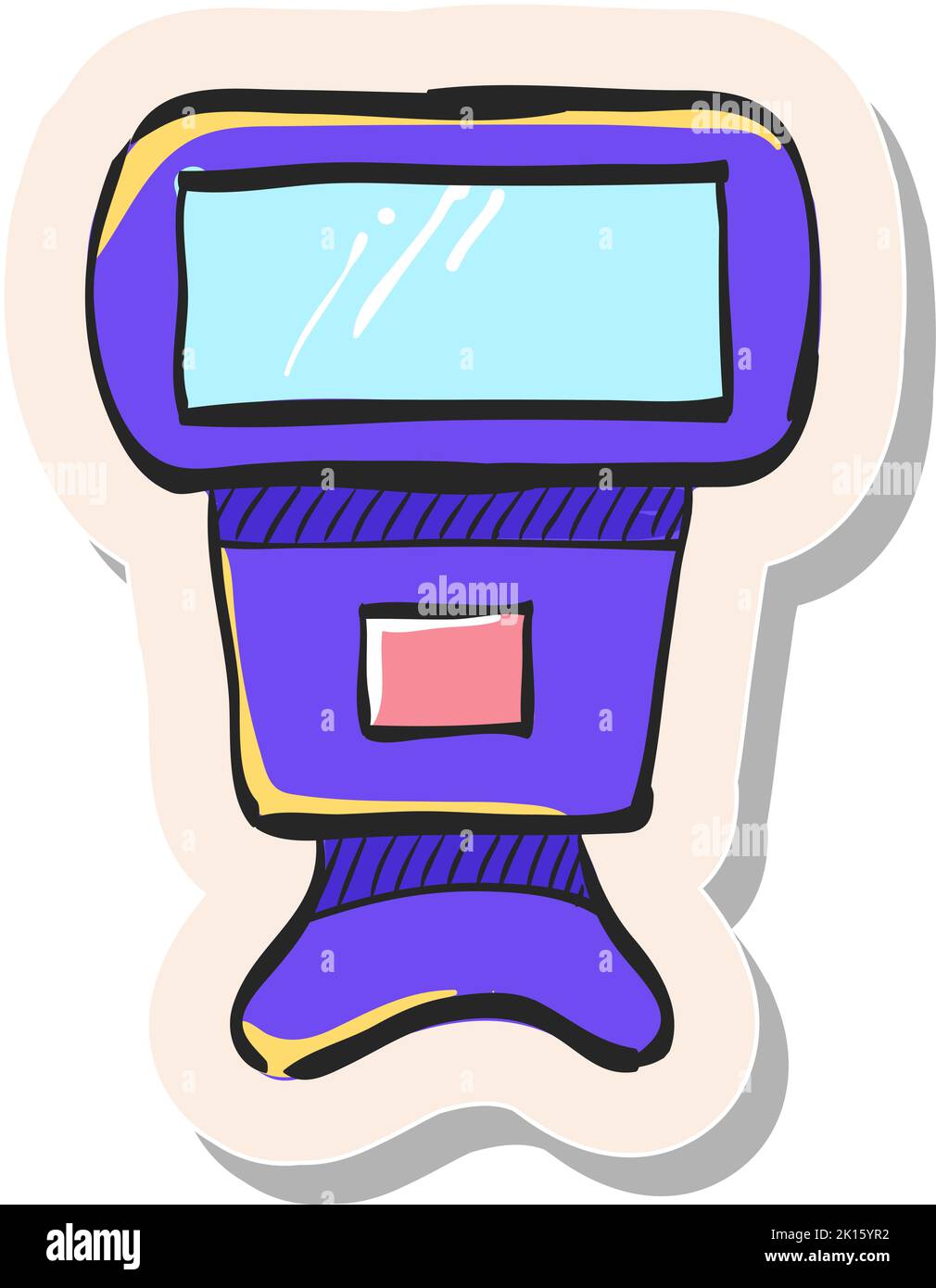Hand drawn Camera flash icon in sticker style vector illustration Stock ...