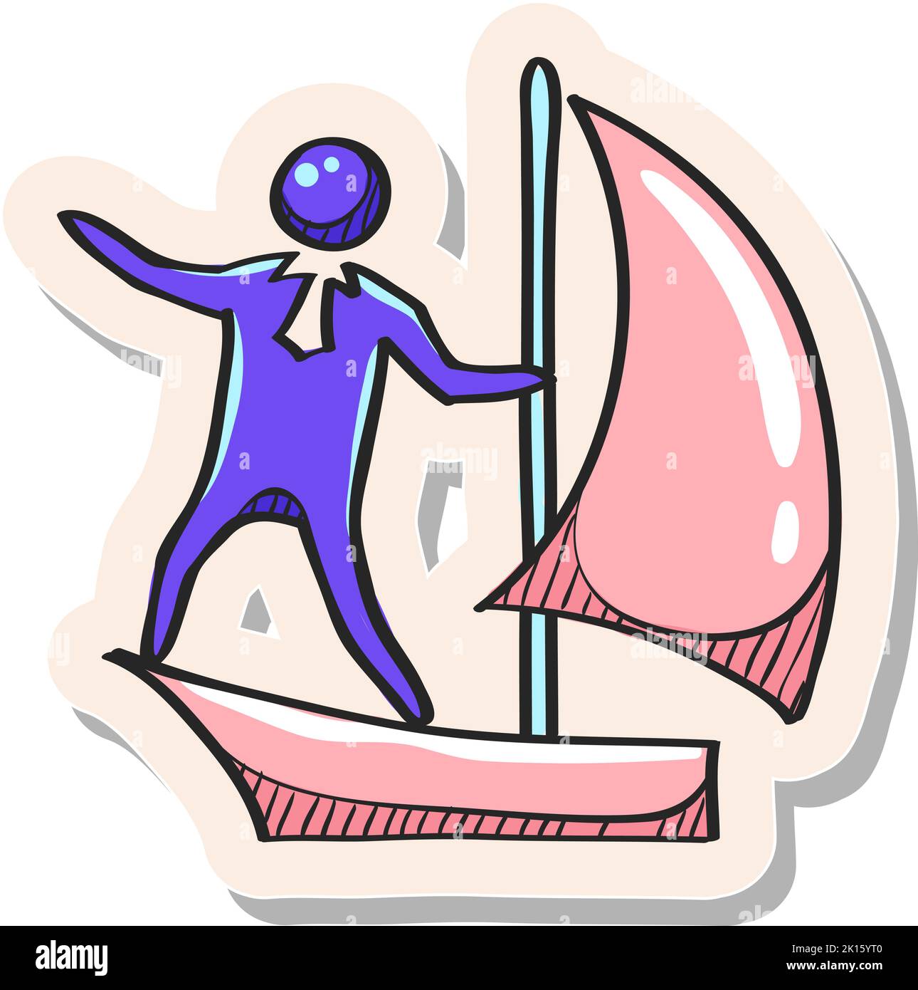 Hand drawn Businessman sailing icon in sticker style vector ...
