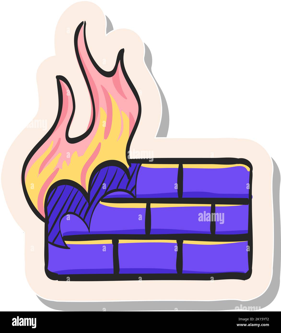 Hand drawn Firewall icon in sticker style vector illustration Stock ...
