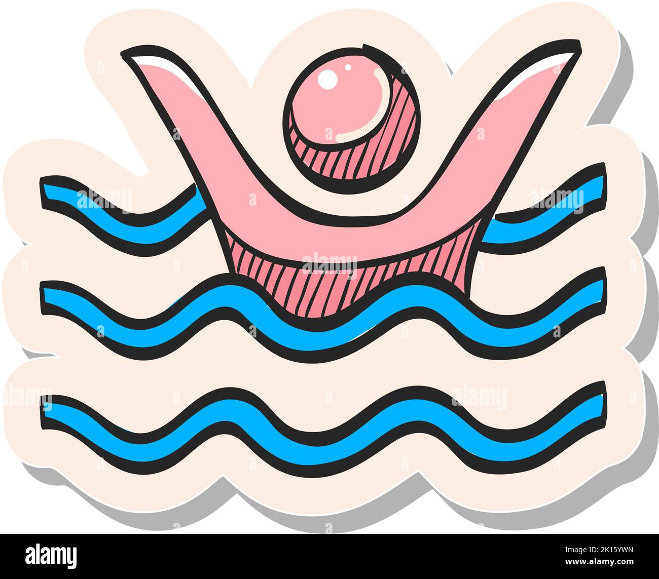 Hand drawn Drowned man icon in sticker style vector illustration Stock ...