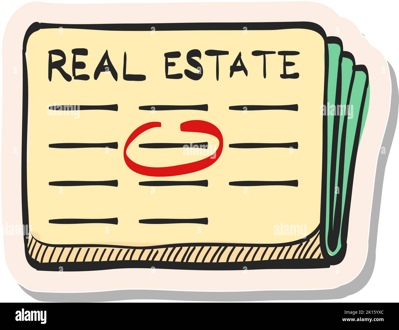 Hand drawn Newspaper ads icon in sticker style vector illustration ...