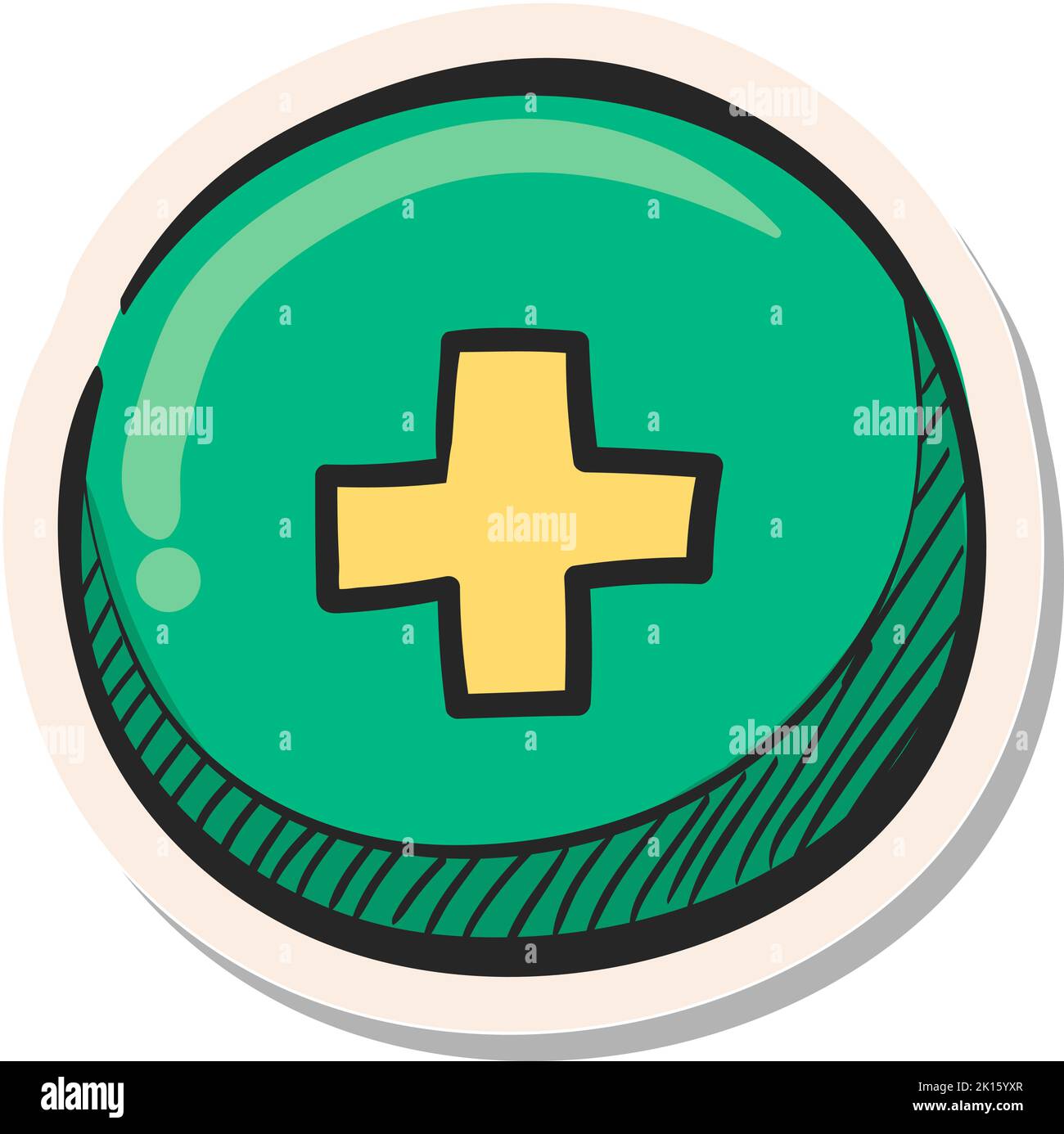 Hand drawn Plus sign icon in sticker style vector illustration Stock ...