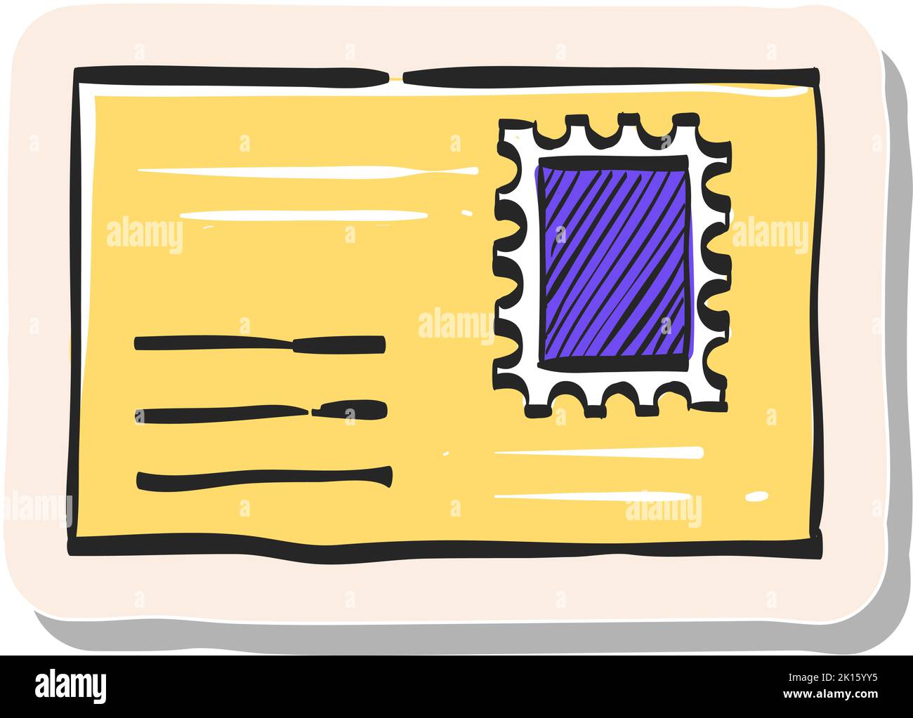 Hand drawn Envelope icon in sticker style vector illustration Stock ...