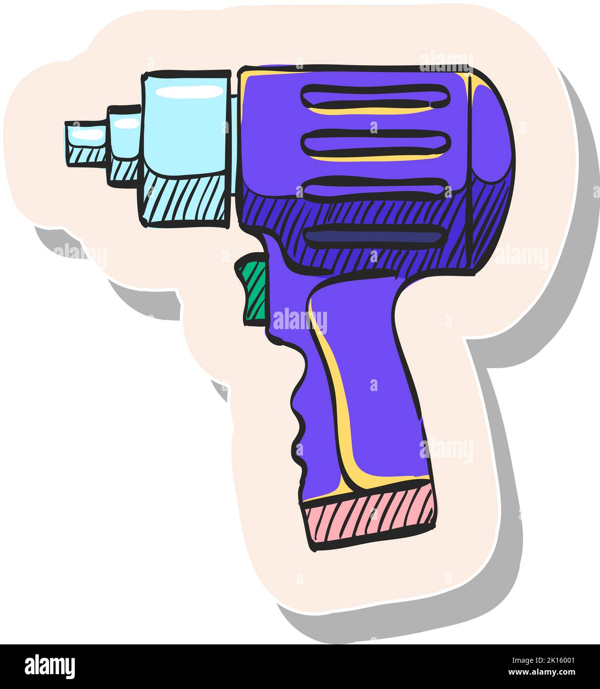 Hand drawn Electric screwdriver icon in sticker style vector ...