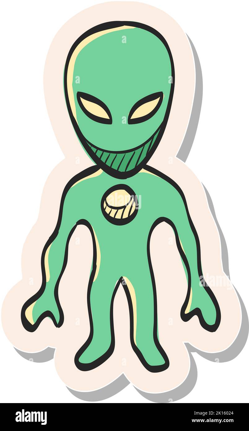 Hand drawn Alien icon in sticker style vector illustration Stock Vector Image & Art - Alamy