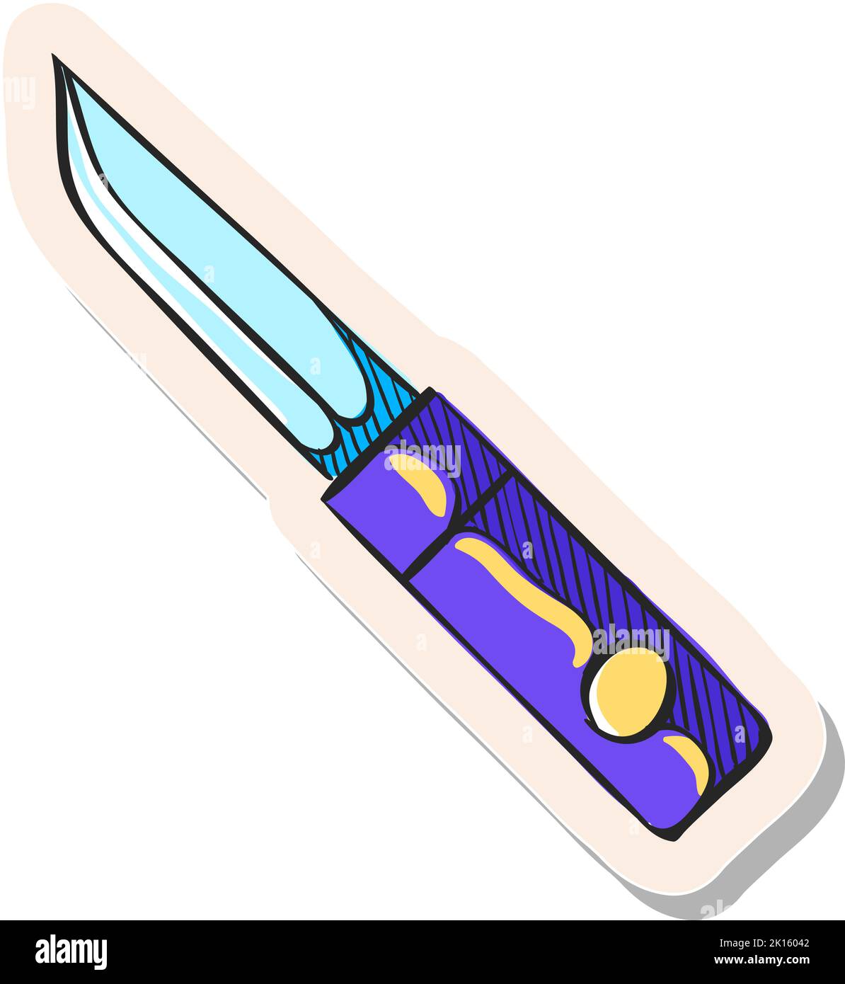 Hand Drawn Knife Icon In Sticker Style Vector Illustration Stock Vector Image And Art Alamy 