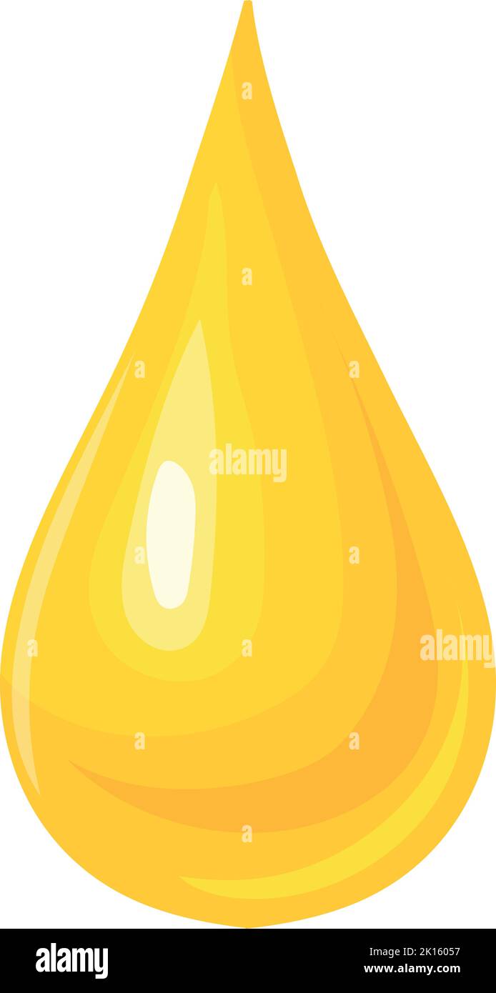 Oil drop cartoon icon. Golden serum. Yellow liquid isolated on white ...