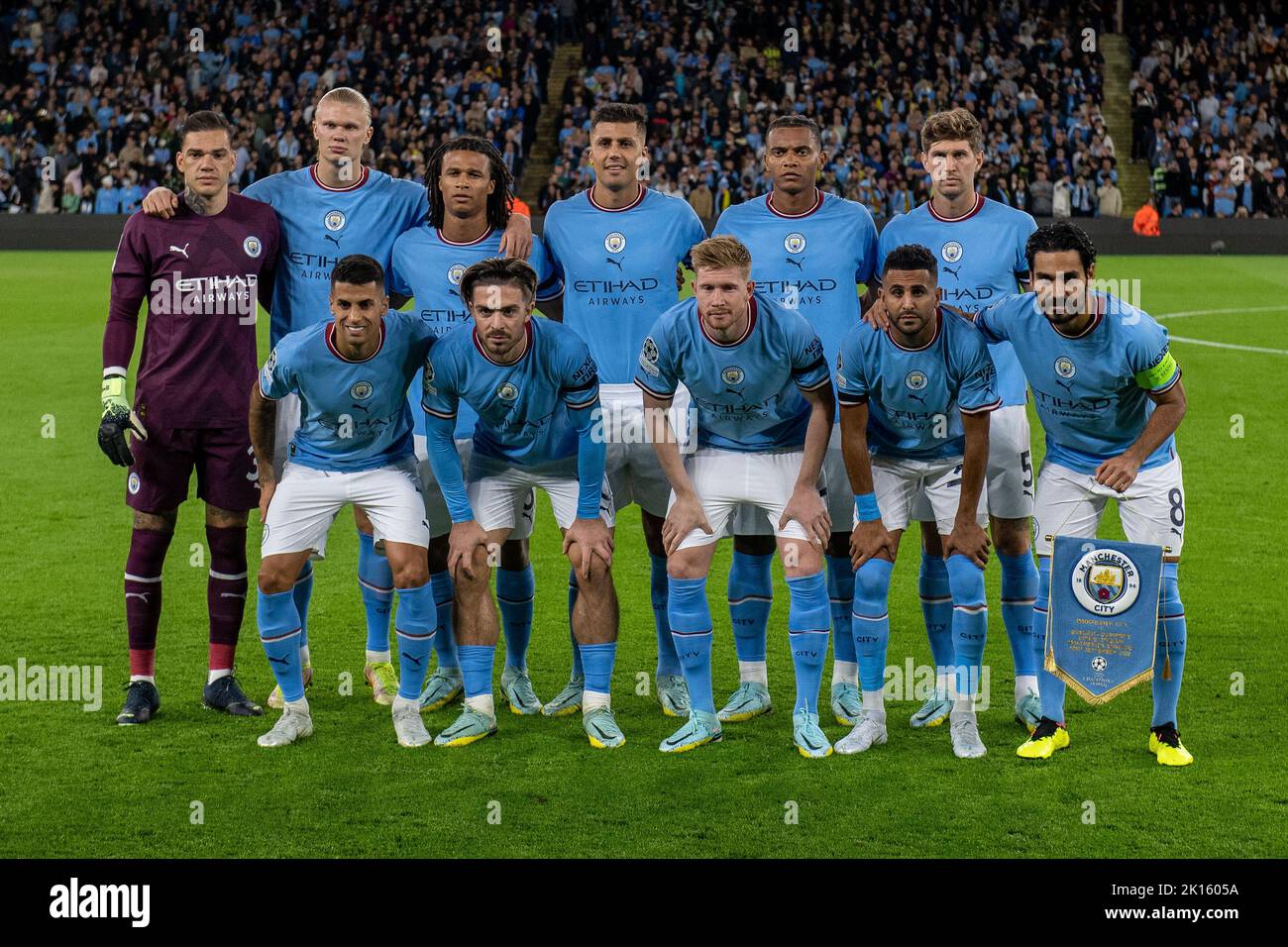 MANCHESTER, ENGLAND - SEPTEMBER 14: Manchester City players pose for ...