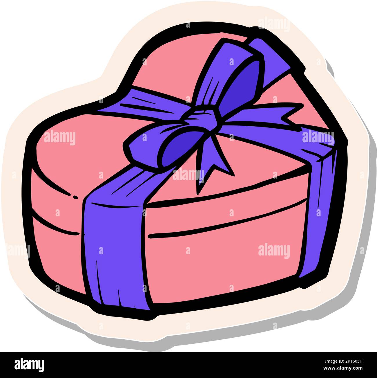 Hand drawn heart shape box in sticker style vector illustration Stock ...