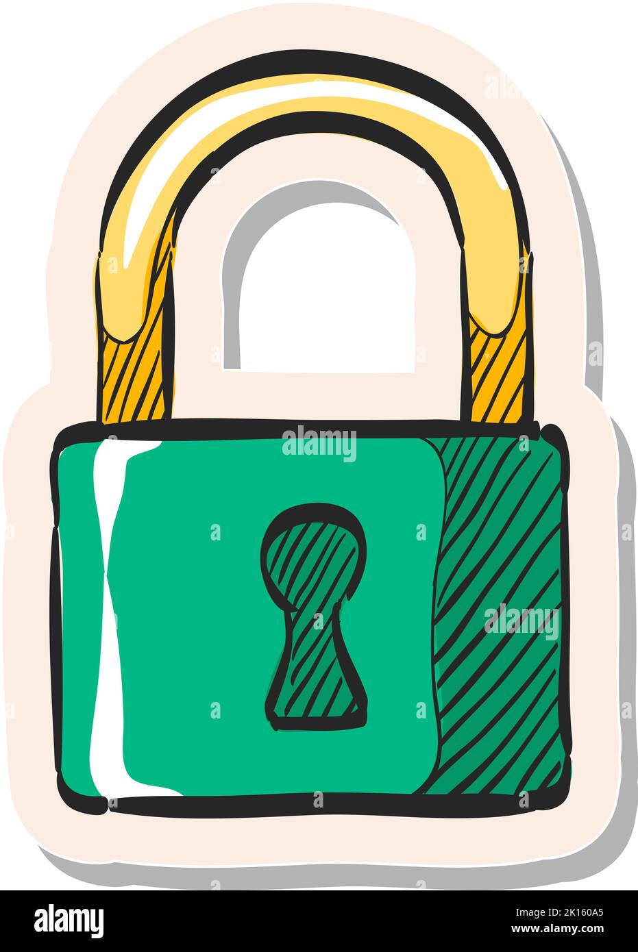 Hand drawn Padlock icon in sticker style vector illustration Stock ...