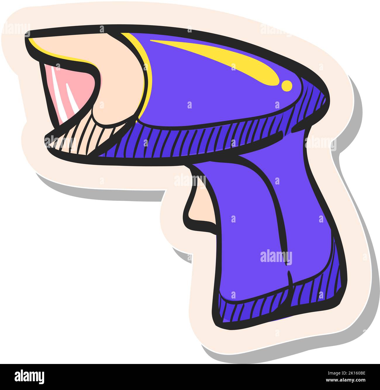 Hand drawn Barcode reader icon in sticker style vector illustration ...