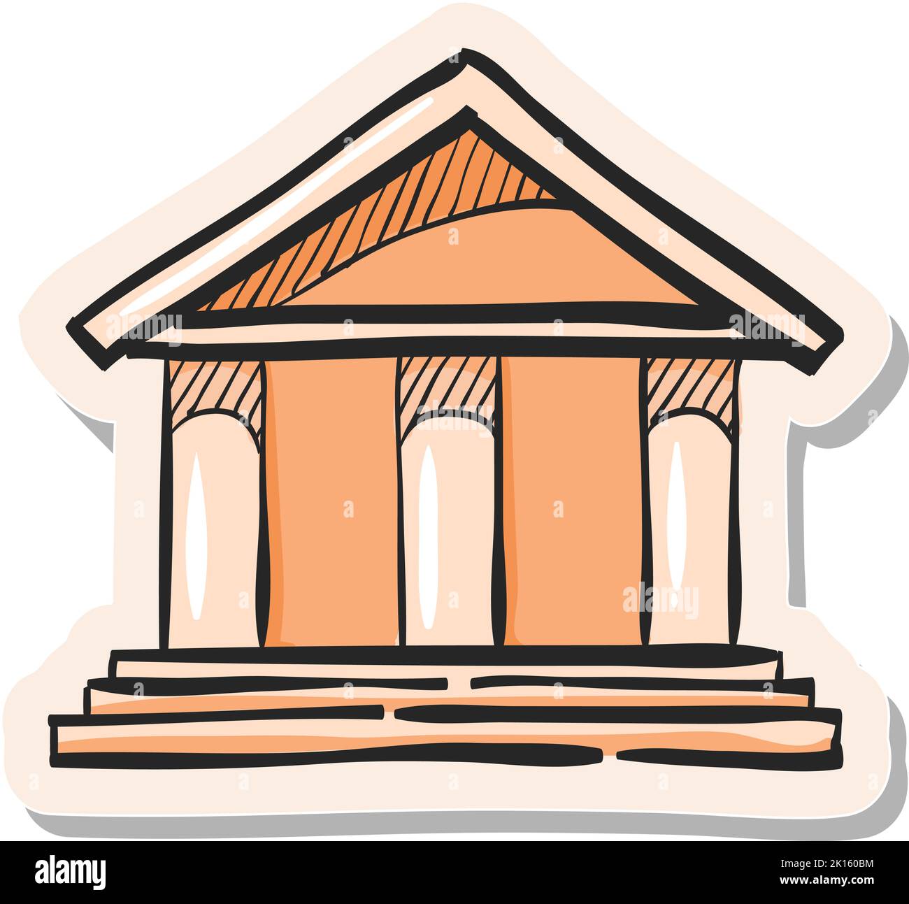 Hand Drawn Bank Building Icon In Sticker Style Vector Illustration Stock Vector Image And Art Alamy