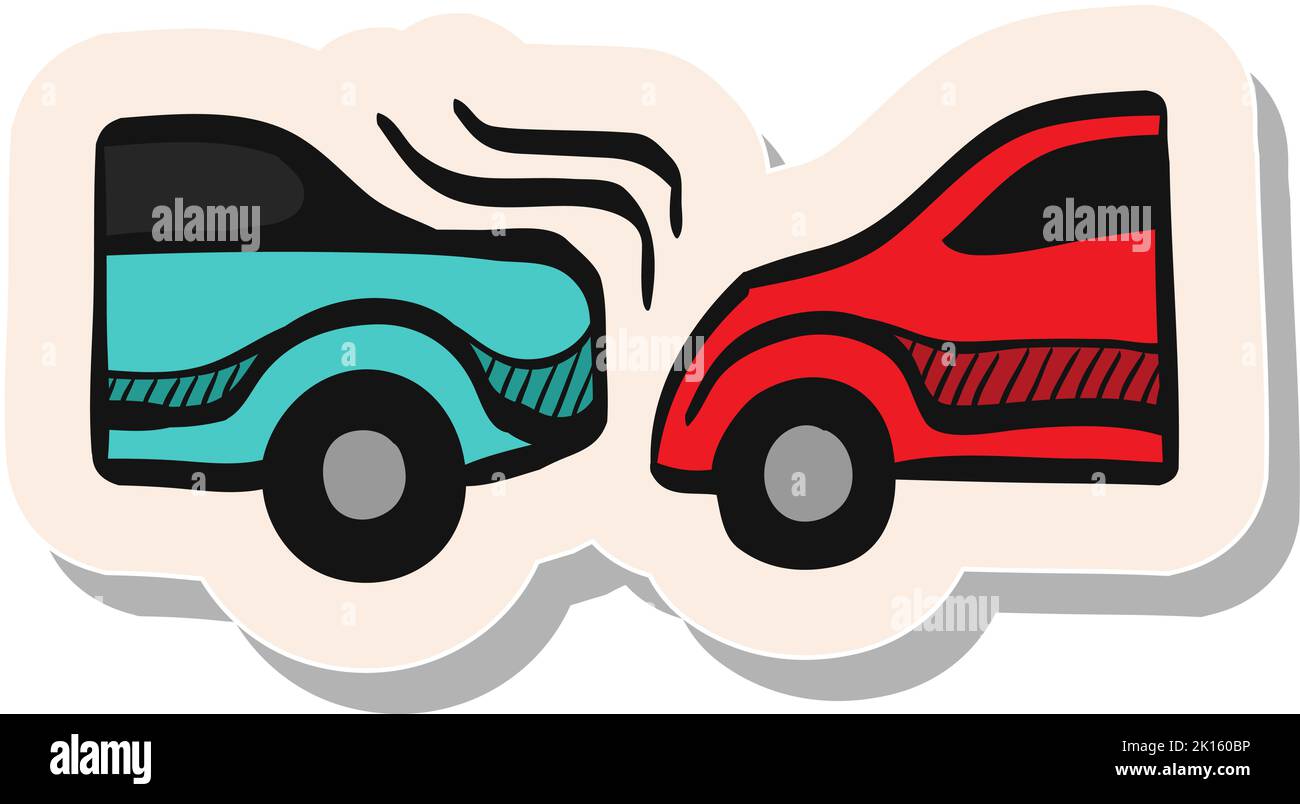Hand Drawn Car Crash Icon In Sticker Style Vector Illustration Stock Vector Image And Art Alamy 