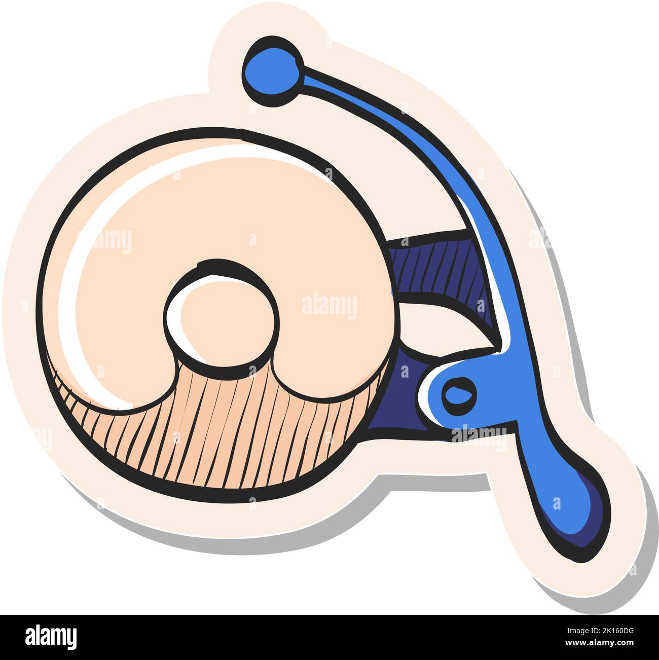 Hand drawn Bicycle bell icon in sticker style vector illustration Stock ...