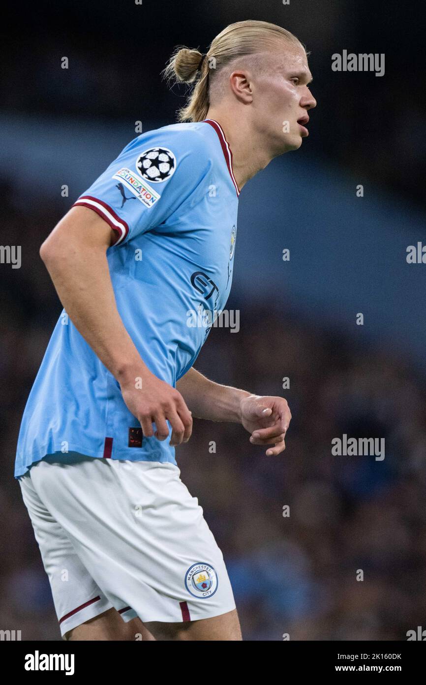 MANCHESTER, ENGLAND - SEPTEMBER 14: Erling Haaland of Manchester City ...