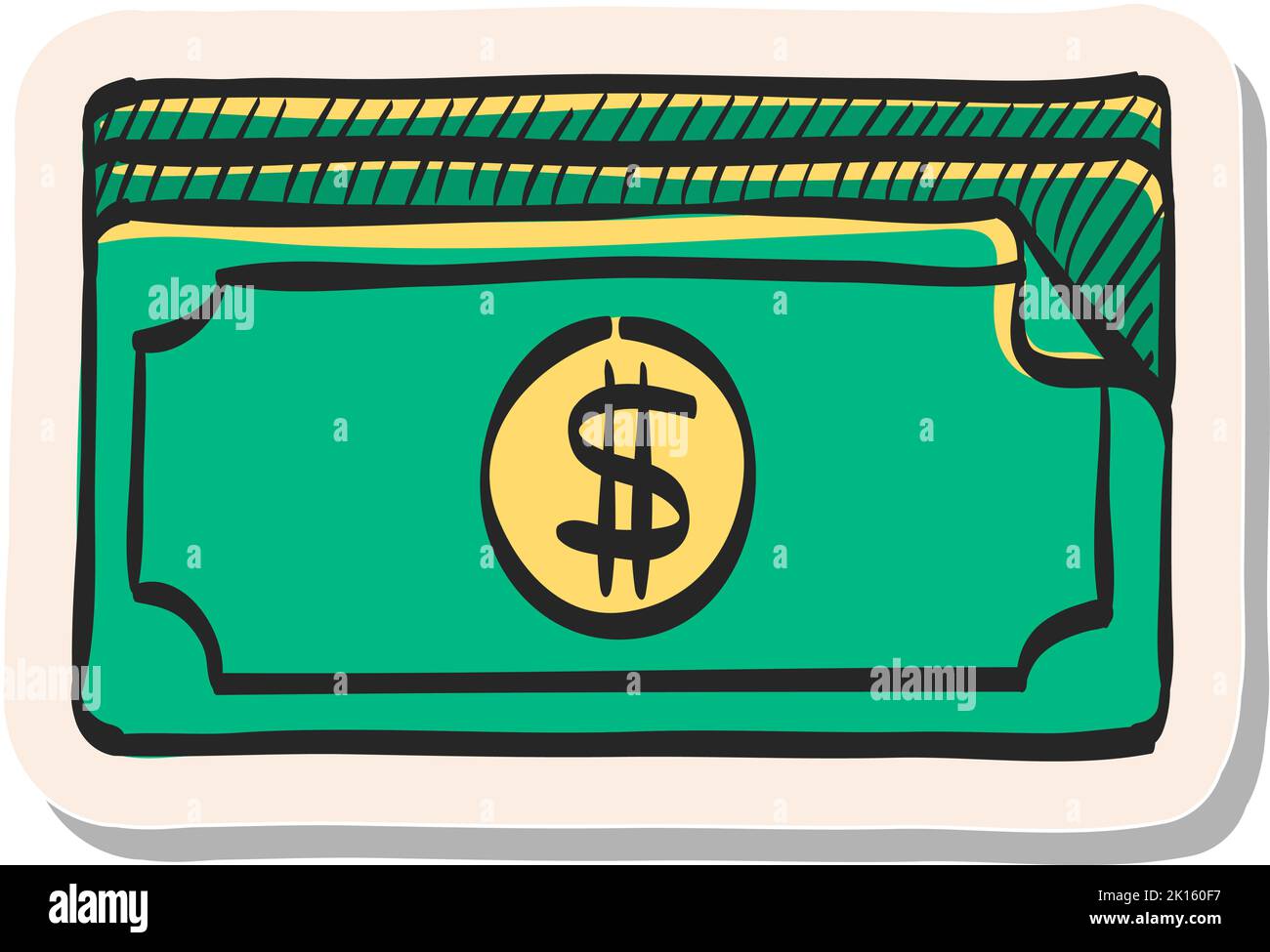 Hand drawn Money icon in sticker style vector illustration Stock Vector ...
