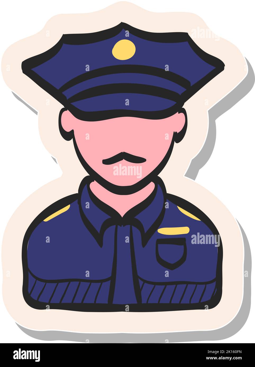 Hand drawn Police avatar icon in sticker style vector illustration ...