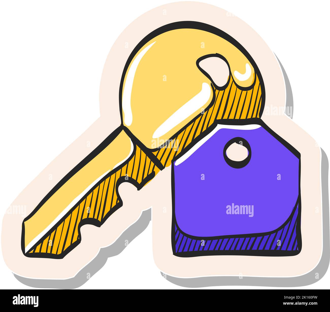 Hand drawn Key icon in sticker style vector illustration Stock Vector ...