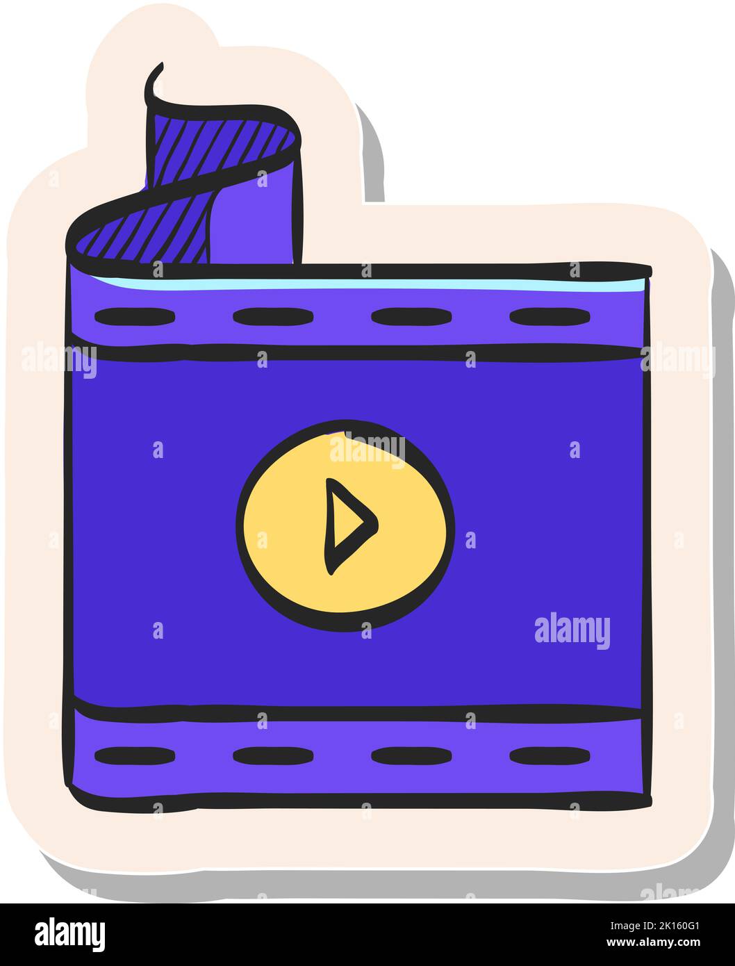 Hand drawn Cinema film icon in sticker style vector illustration Stock ...
