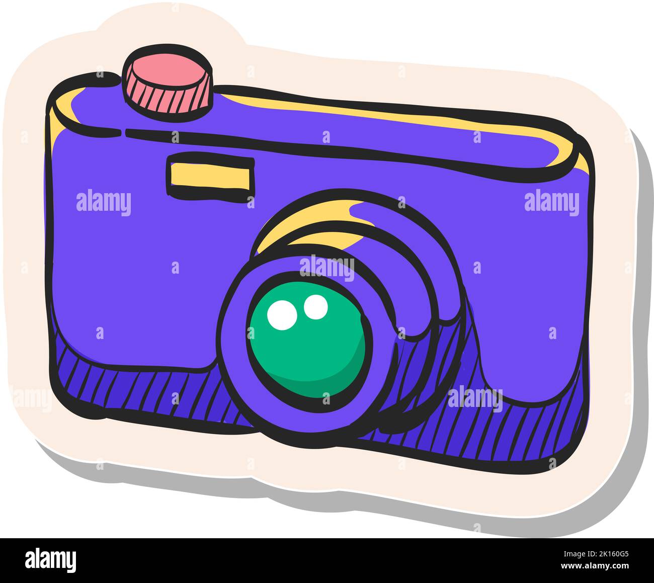 Hand drawn Camera icon in sticker style vector illustration Stock ...
