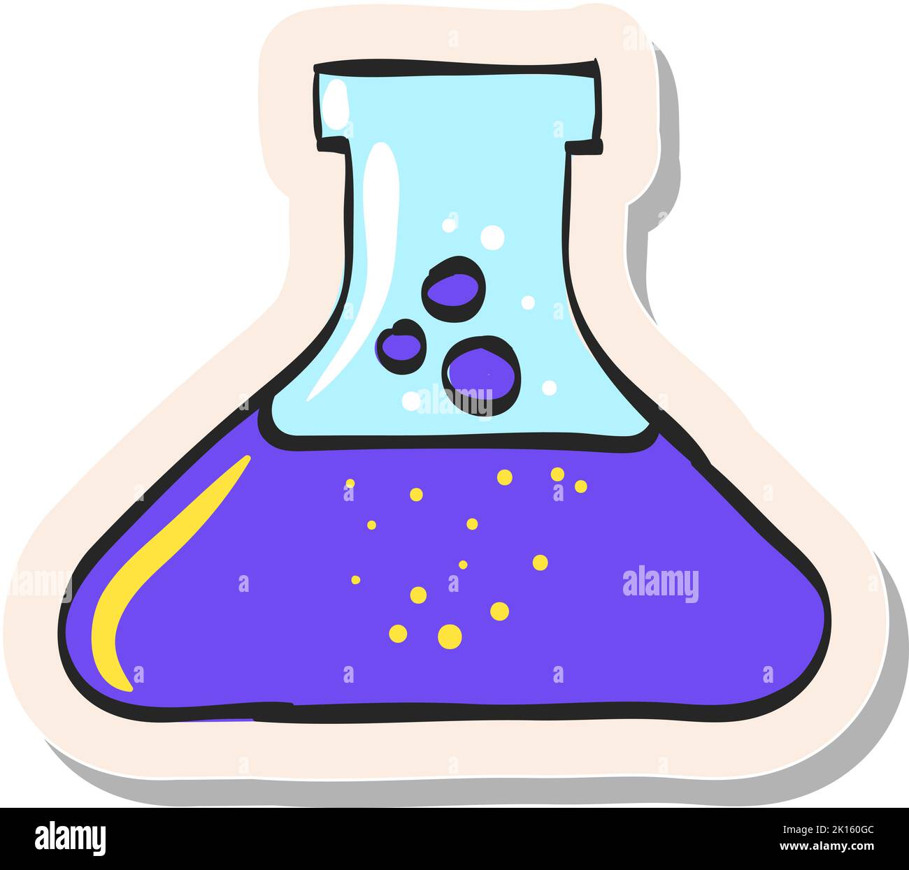 Hand drawn Beaker icon in sticker style vector illustration Stock ...