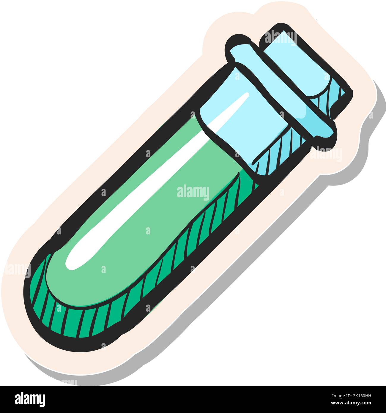Hand drawn Test tube icon in sticker style vector illustration Stock ...
