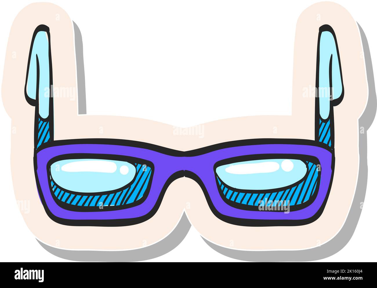 Hand drawn Eyeglasses icon in sticker style vector illustration Stock ...