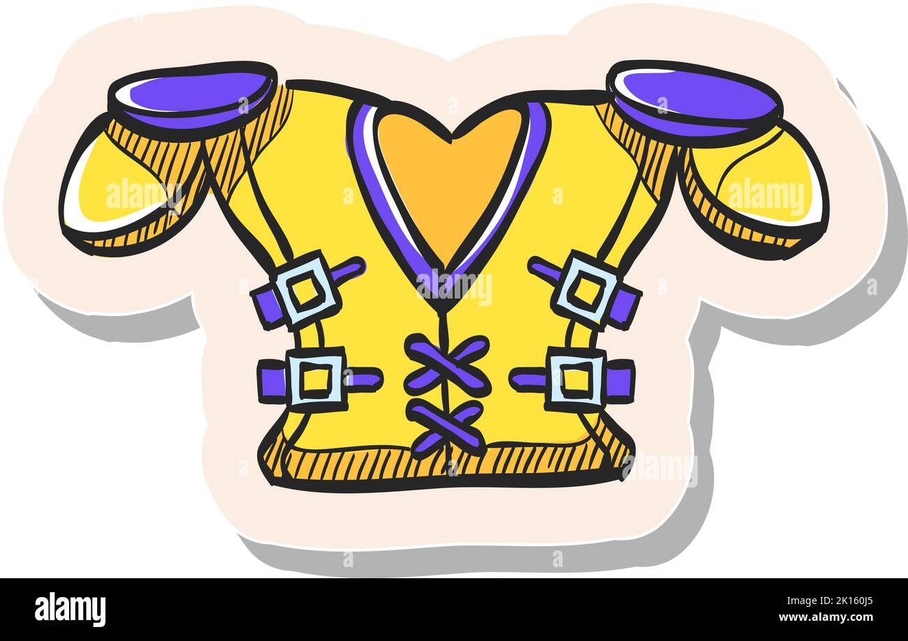 Hand drawn Football armor icon in sticker style vector illustration ...