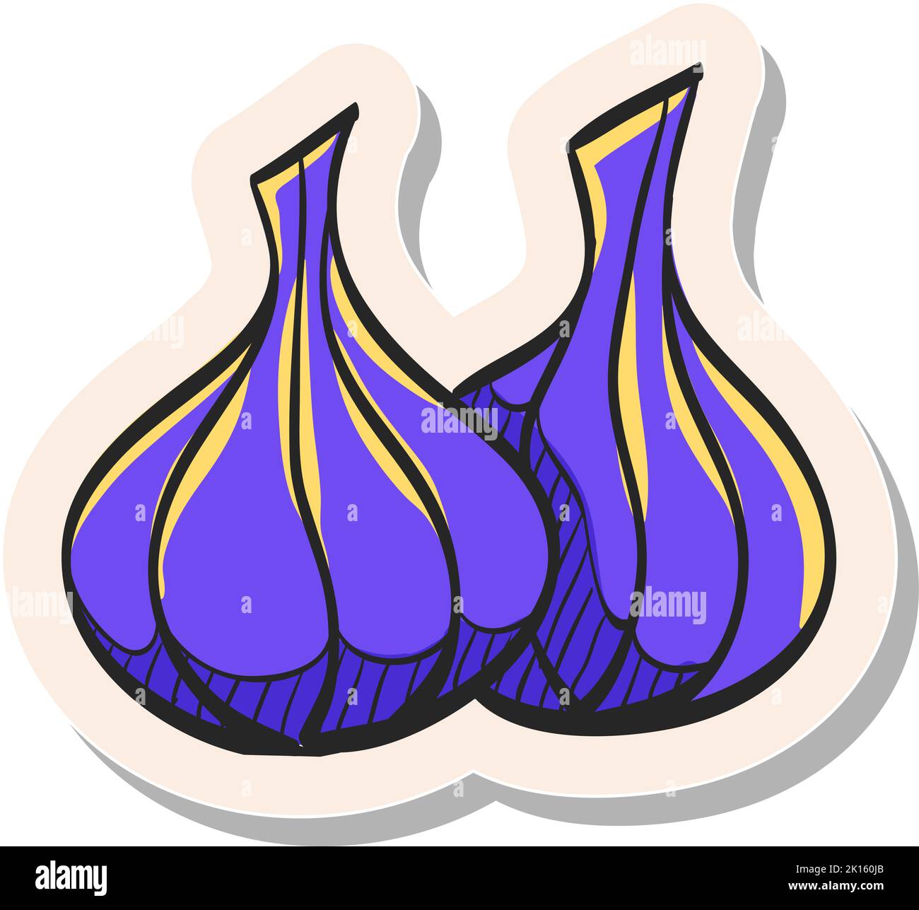 Hand drawn Garlic icon in sticker style vector illustration Stock ...