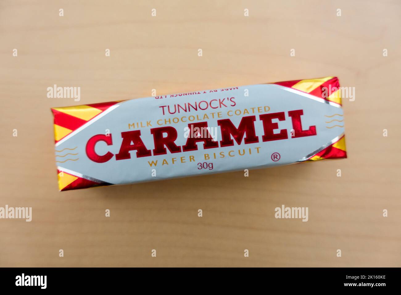 Tunnocks Milk Chocolate coated Wafer biscuit Stock Photo - Alamy