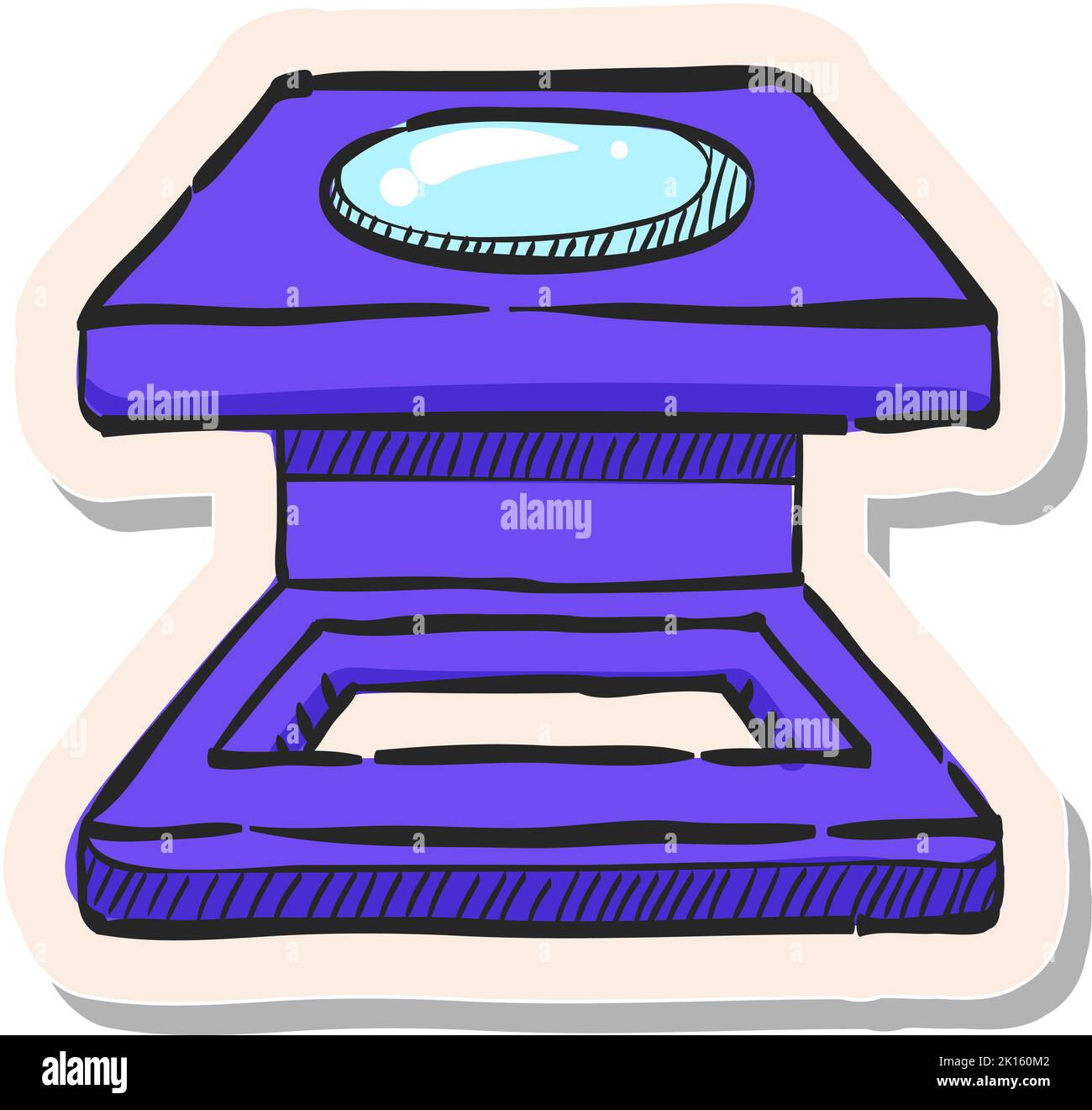 Hand drawn Printing magnifier icon in sticker style vector illustration ...