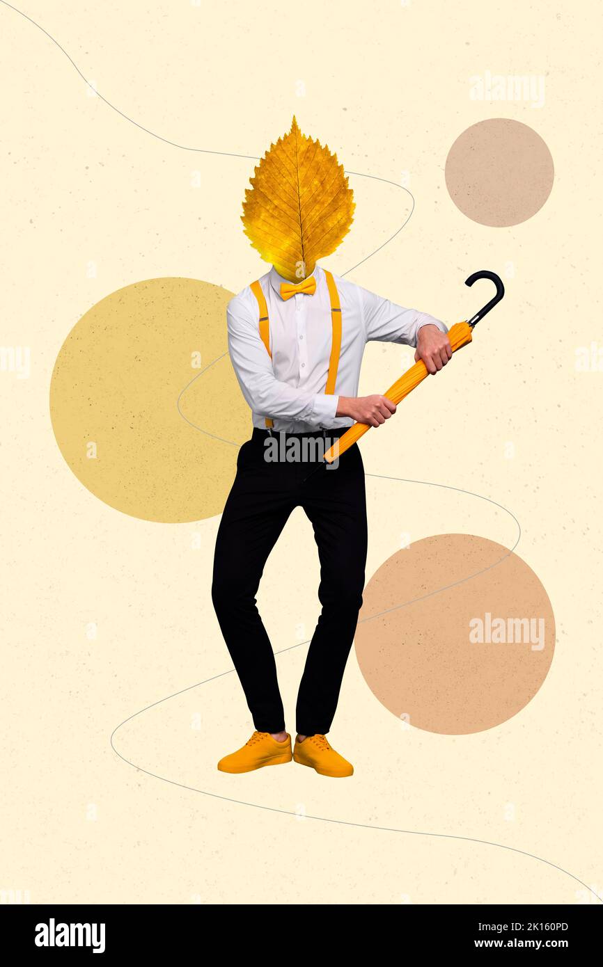 Vertical creative collage image of funky funny gentleman holding ...