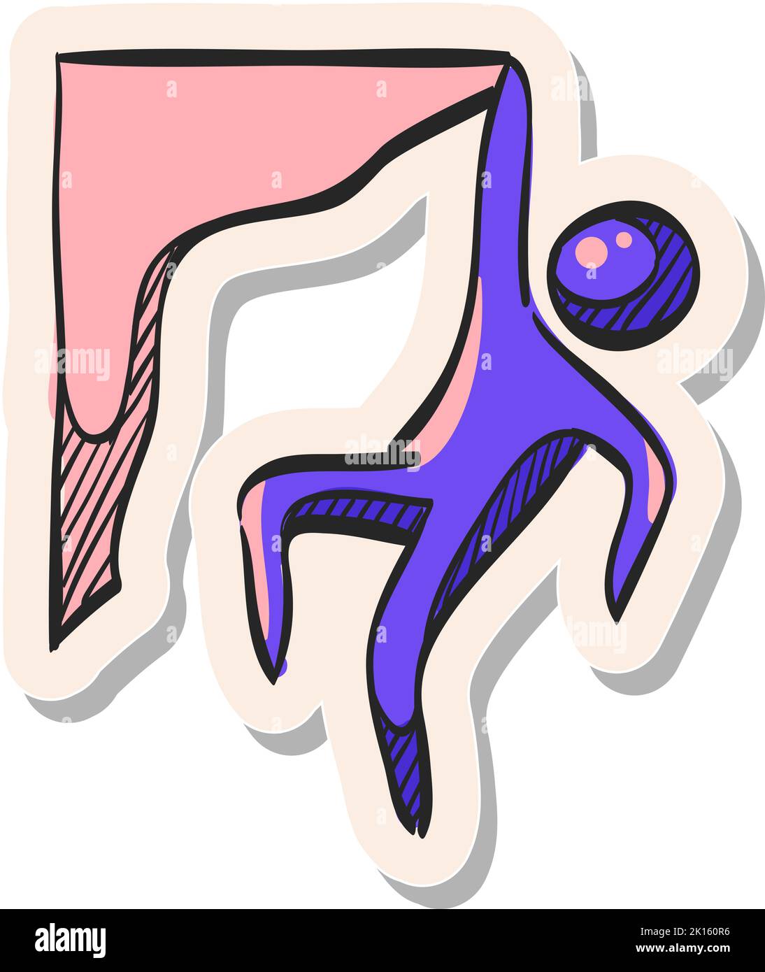 Hand drawn Rock climbing icon in sticker style vector illustration ...