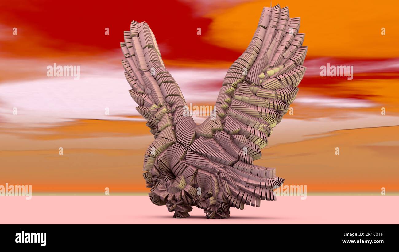 A 3D architectural structure illustration of a bald eagle. To observe ...