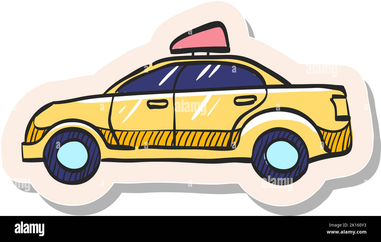Hand drawn Safety car icon in sticker style vector illustration Stock ...