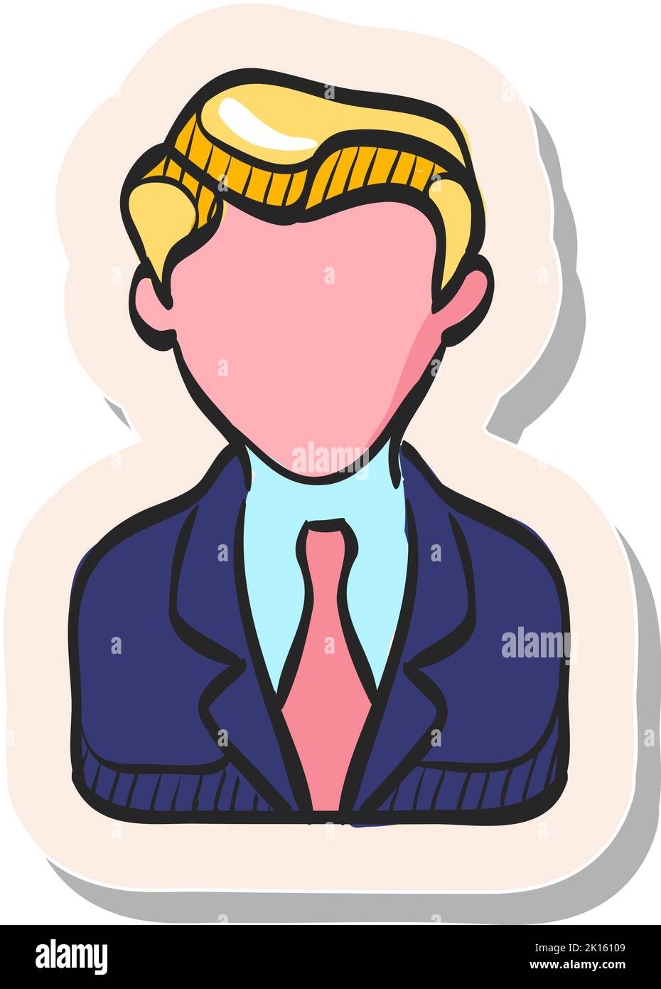 Hand drawn Businessman icon in sticker style vector illustration Stock ...