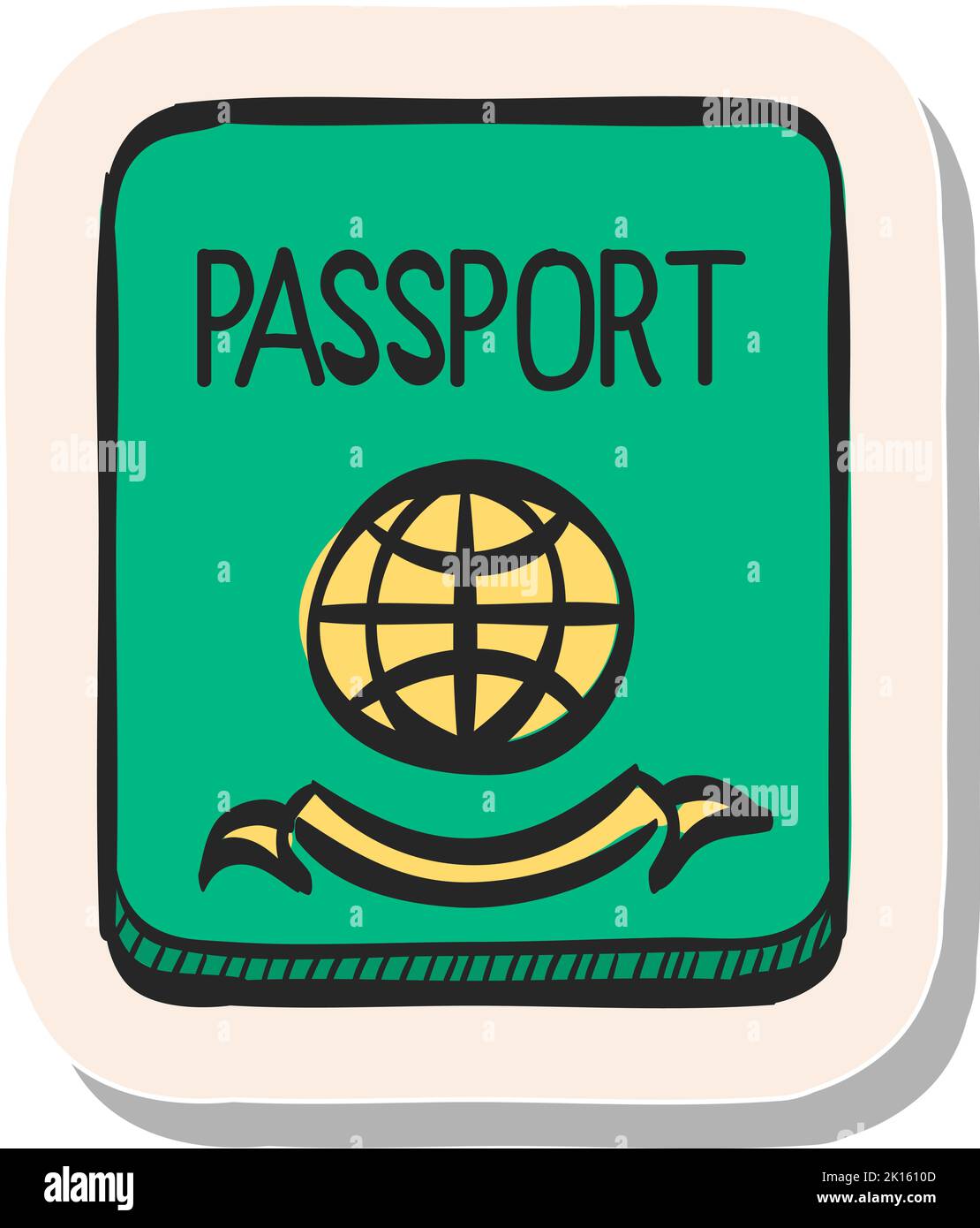Hand drawn Passport icon in sticker style vector illustration Stock ...