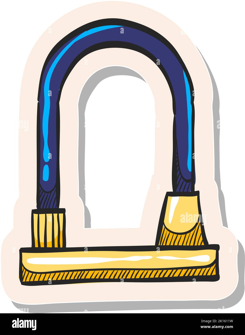 Hand drawn Bicycle lock in sticker style vector illustration Stock ...