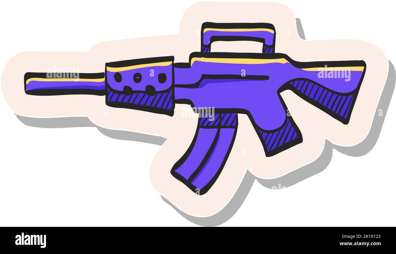 Hand drawn Vintage firearm icon in sticker style vector illustration ...