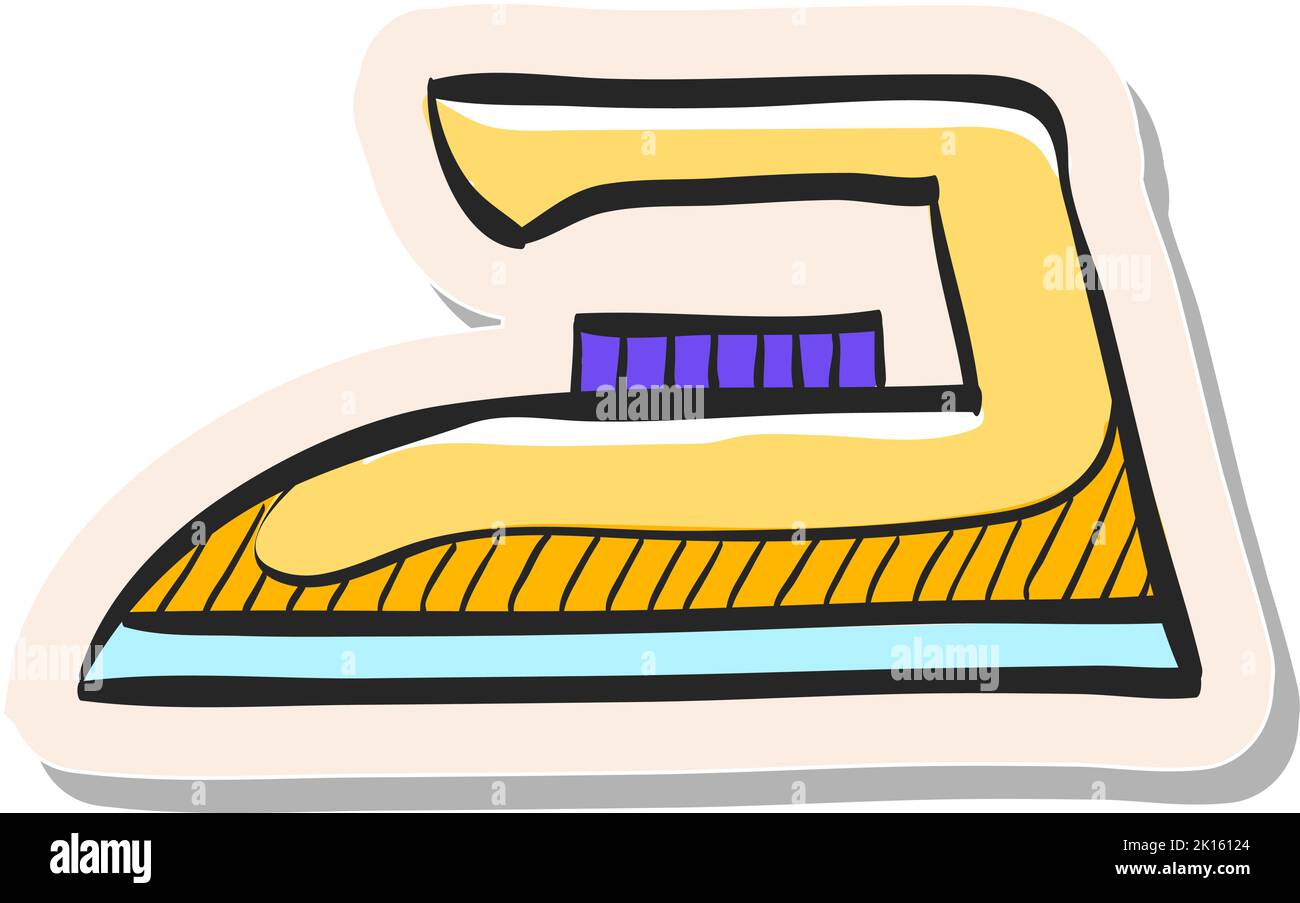 Hand drawn Iron icon in sticker style vector illustration Stock Vector ...