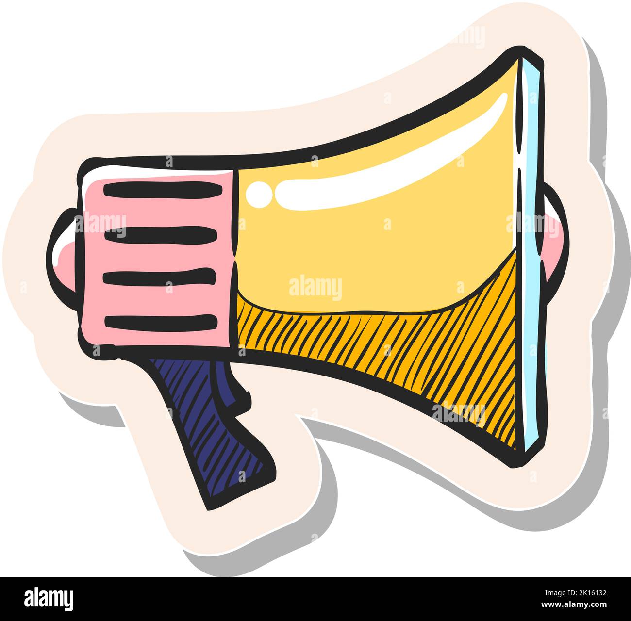 Hand drawn Megaphone icon in sticker style vector illustration Stock Vector Image & Art - Alamy